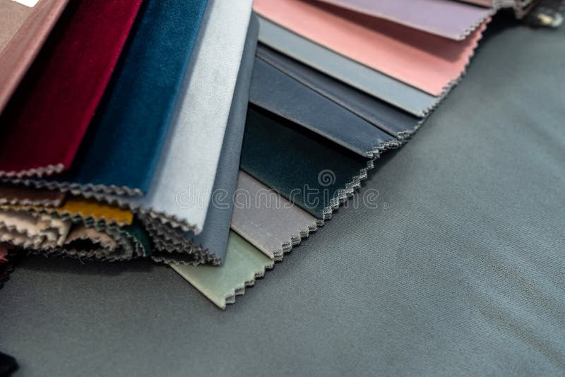 Set of Tissue Fabric Samples of Different Colors for New Sofa Stock ...