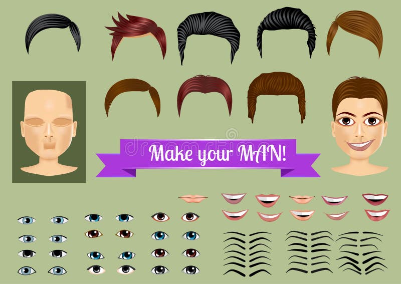 Set To Create Unique Characters Stock Illustration - Illustration of ...