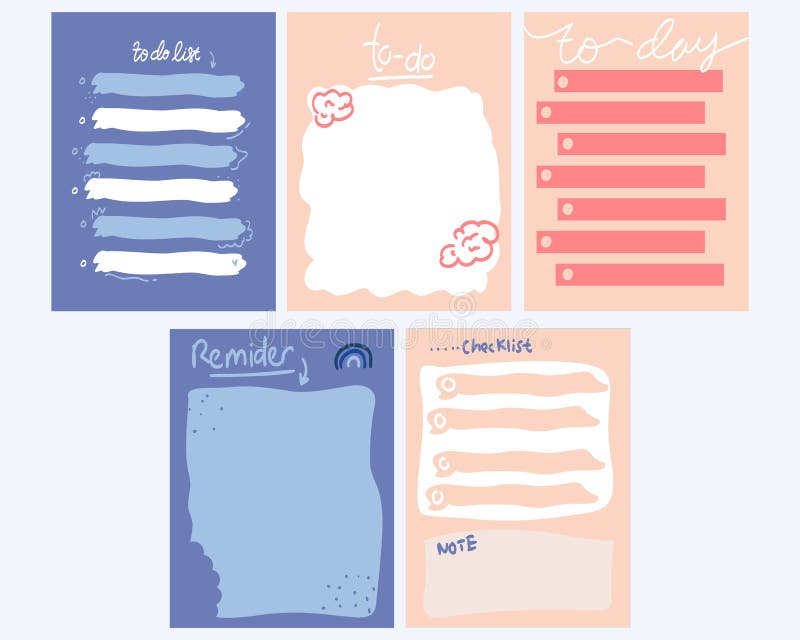 Set of To Do List Planner Checklist Templates with Abstract and Doodle ...