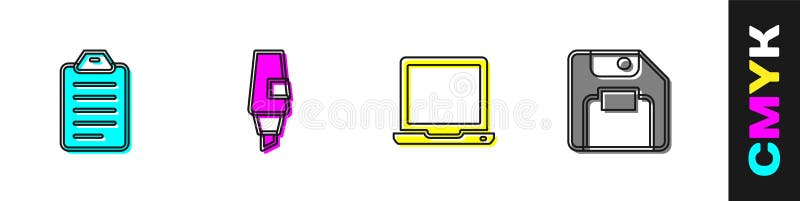 Set To Do List or Planning, Marker Pen, Laptop and Floppy Disk Icon ... Set To Do List or Planning, Marker Pen, Laptop and Floppy Disk Icon ...