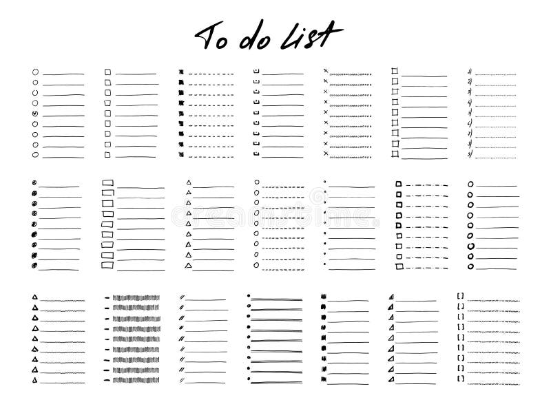 Set To Do Lists Page Vector Templates with Markers Doodle Elements ...
