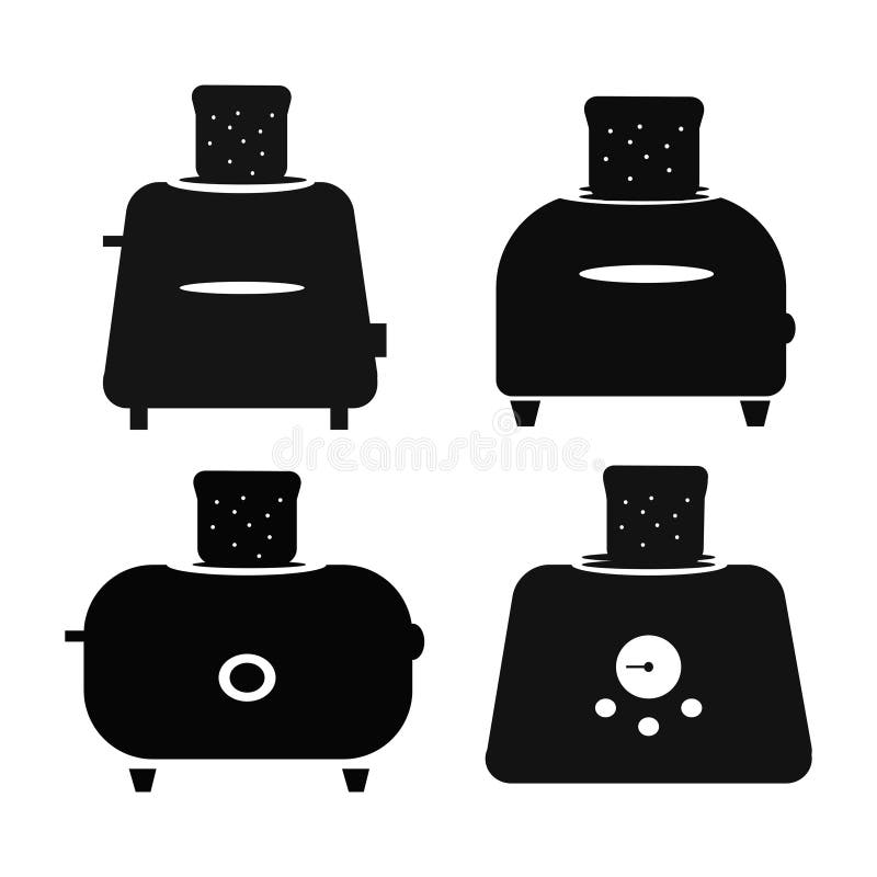 Set of Toaster Simple Icons Toaster with Timer Illustration Stock ...