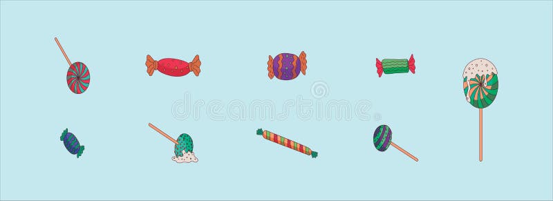 Set of Toffee. Cartoon Icon Design Template with Various Models Stock ...