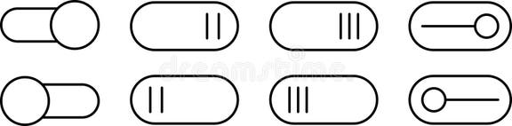 Set of Toggle Icons. Toggle Switch Line Icon. Switch on and Off Slider ...