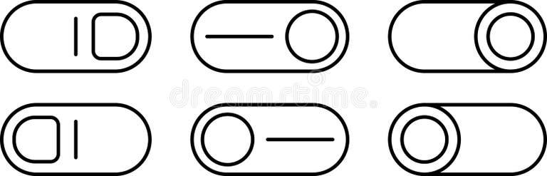 Set of Toggle Icons. Toggle Switch Line Icon. Switch on and Off Slider ...