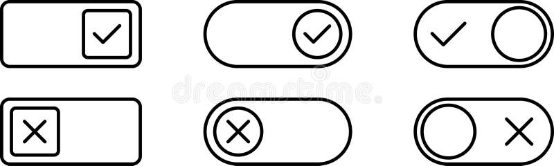Set of Toggle Icons. Toggle Switch Line Icon. Switch on and Off Slider ...