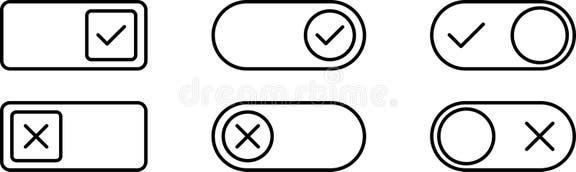 Set of Toggle Icons. Toggle Switch Line Icon. Switch on and Off Slider ...