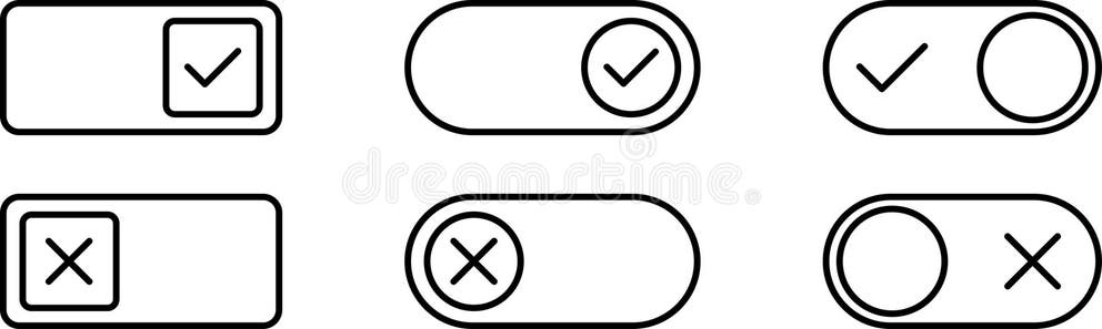 Set of Toggle Icons. Toggle Switch Line Icon. Switch on and Off Slider ...