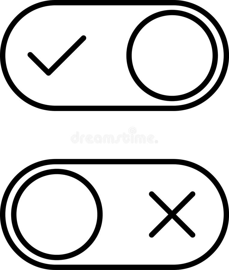 Set Of Toggle Icons Toggle Switch Line Icon Switch On And Off Slider Stock Illustration