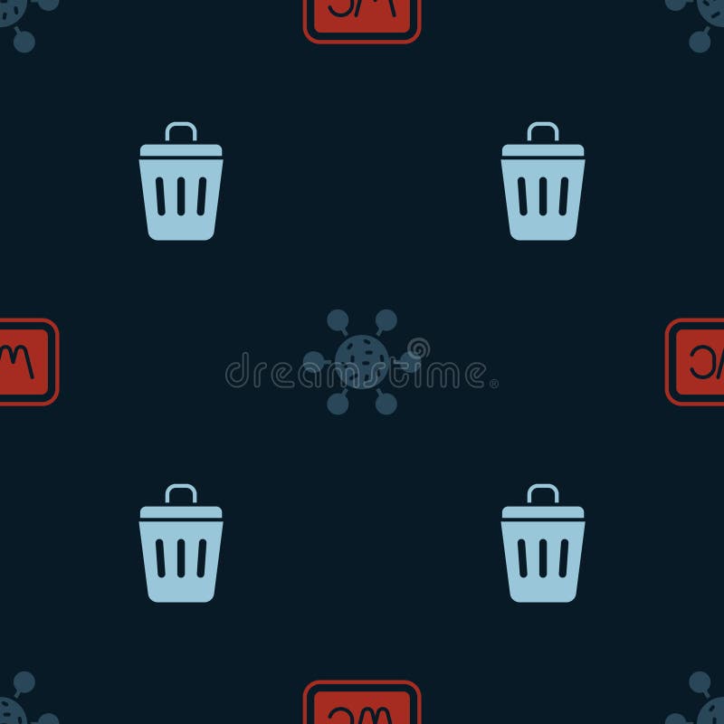 Set Toilet, Bacteria and Trash Can on Seamless Pattern. Vector Stock ...