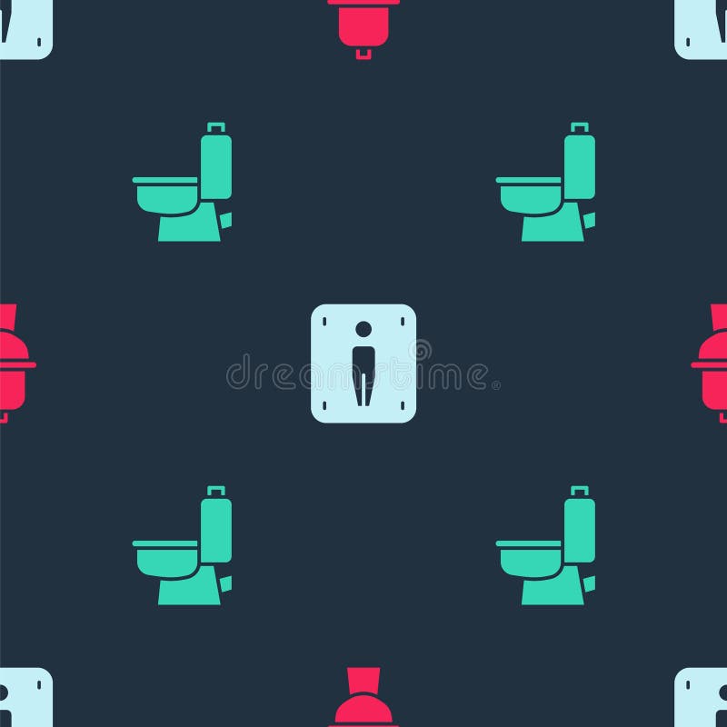 Set Toilet Bowl, Male Toilet and on Seamless Pattern. Vector Stock ...