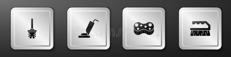 Set Toilet Brush, Vacuum Cleaner, Sponge and Brush for Cleaning Icon ...