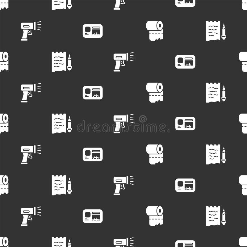 Set Toilet Paper Roll, Shopping List and Pencil, Scanner Scanning Bar ...