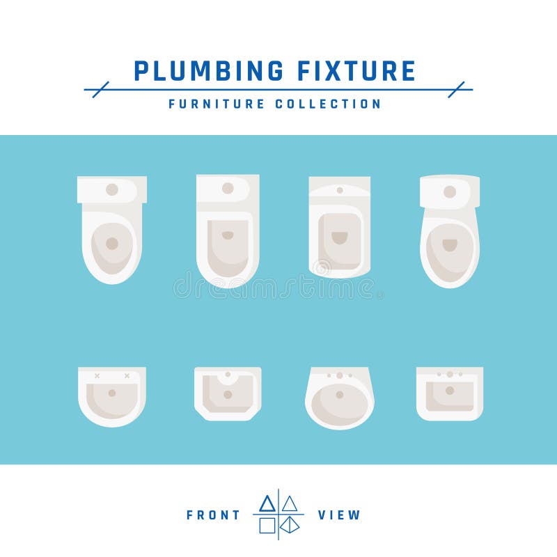 Types of Toilets and Sinks in Flat Style, Vector Stock Vector - Illustration of public, interior ...