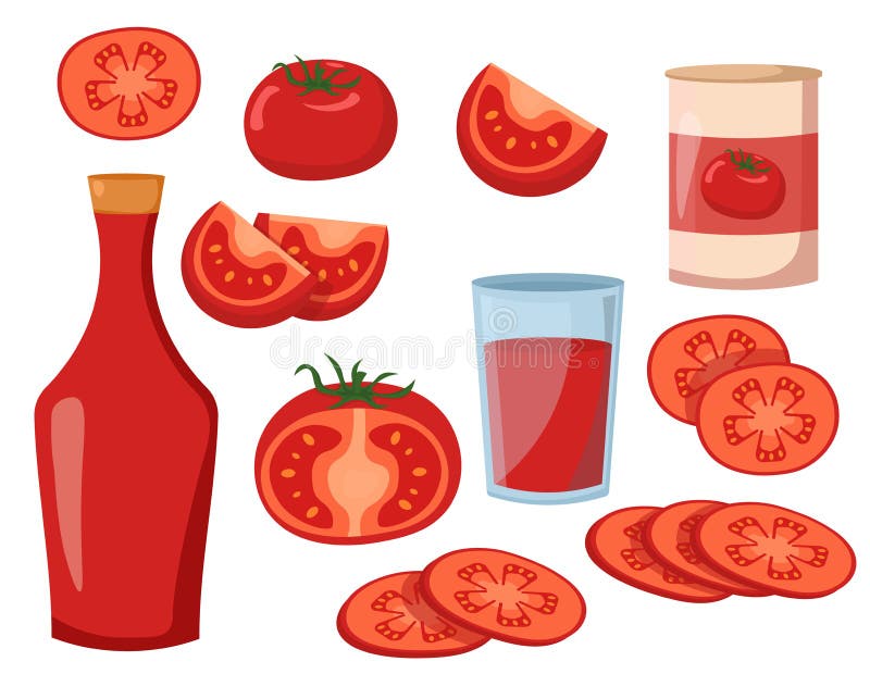 Set of Tomato Products, Chopped Tomatoes. Tomato Ketchup,paste and ...