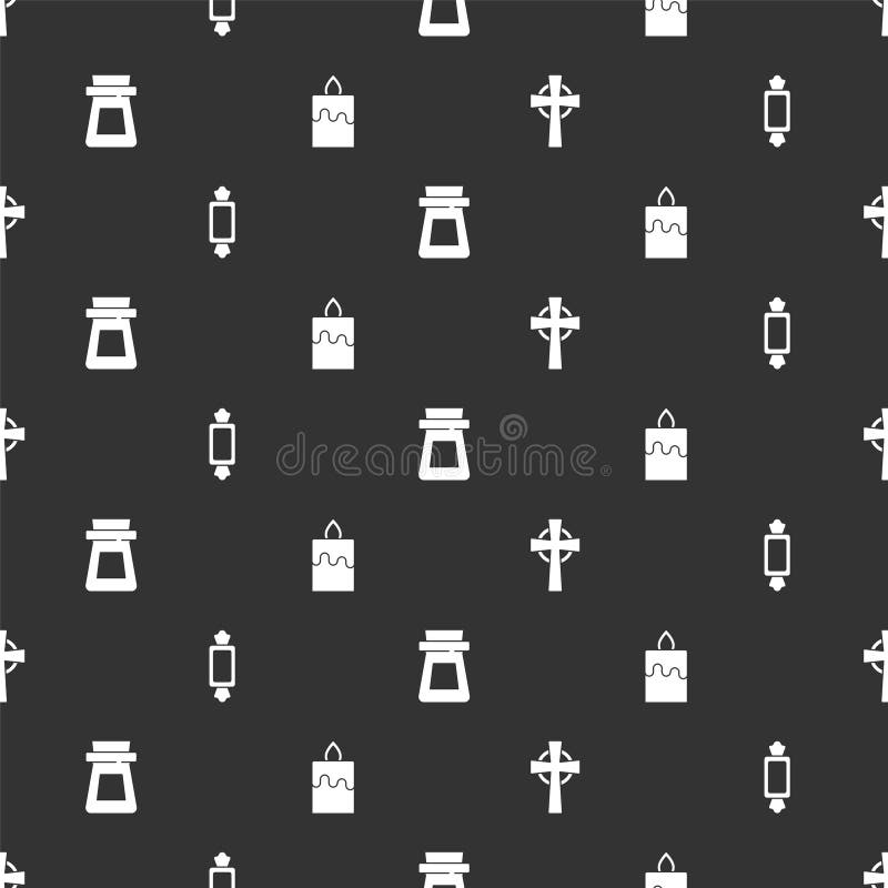 Set Tombstone with Cross, Candy, Bottle Potion and Burning Candle on ...