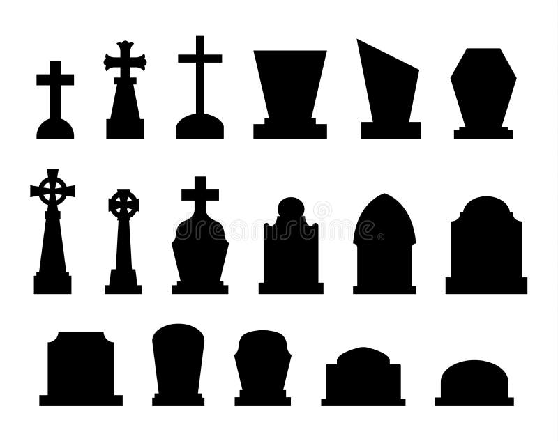Set of Tombstones with Different Forms. Stock Vector - Illustration of ...