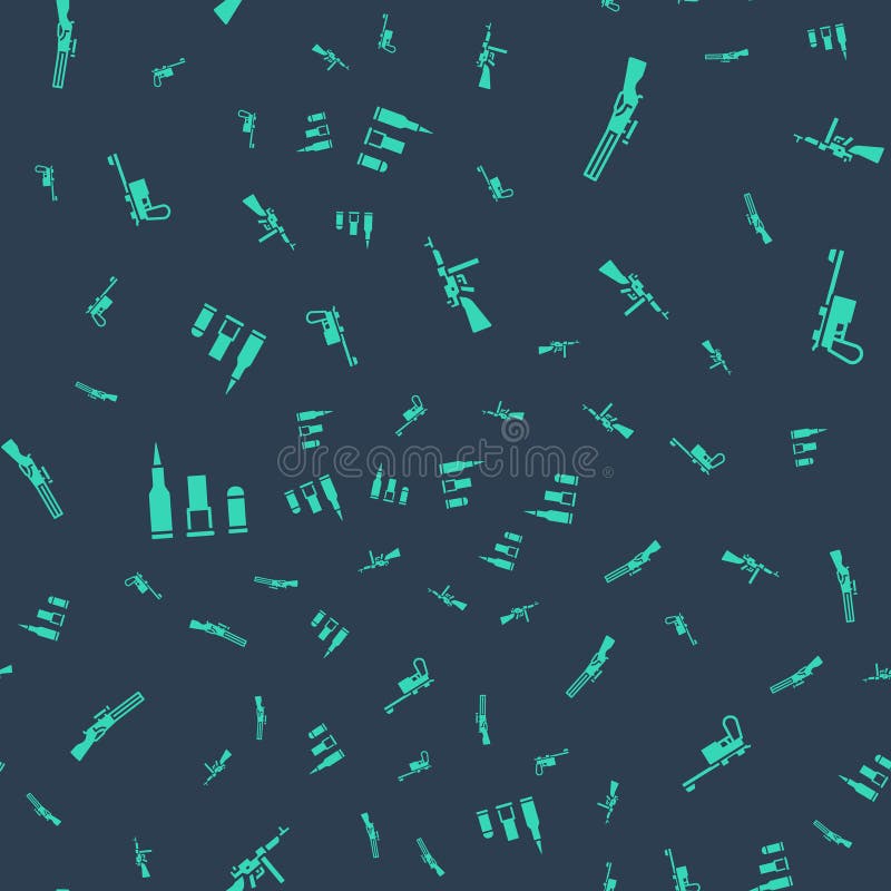 Set Tommy Gun, Hunting, Bullet and Mauser on Seamless Pattern. Vector ...