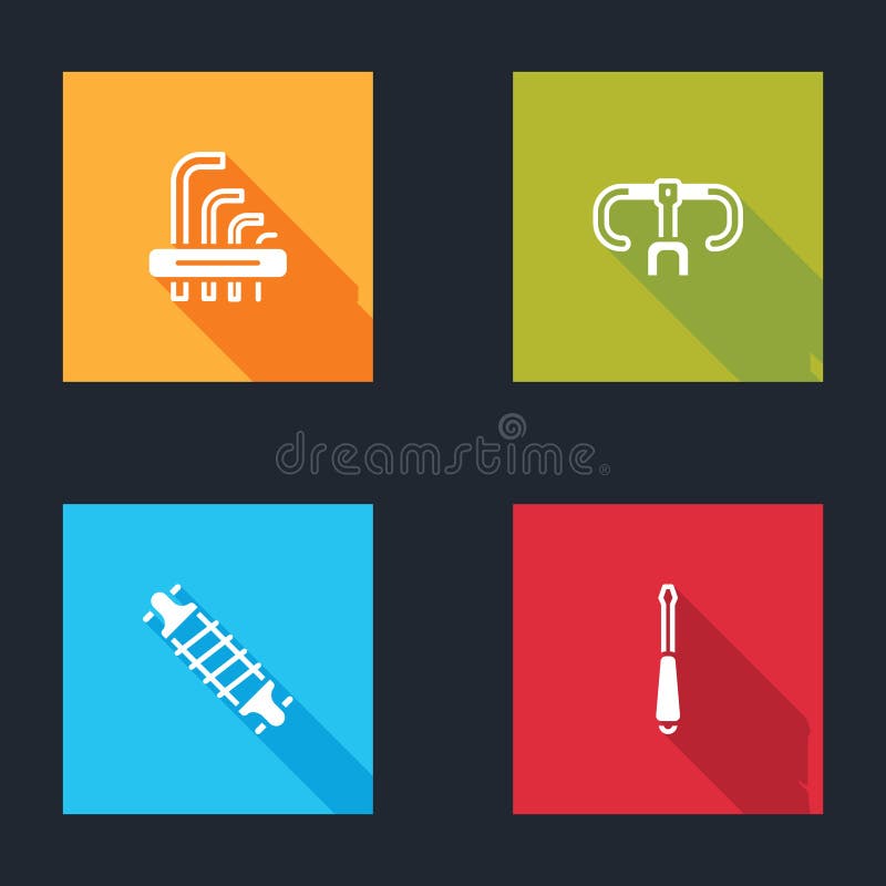 Set Tool Allen Keys, Bicycle Handlebar, Suspension and Screwdriver Icon ...