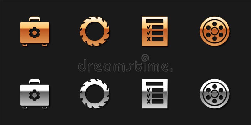 Set Toolbox, Car Tire Wheel, Inspection and Alloy Icon. Vector Stock ...