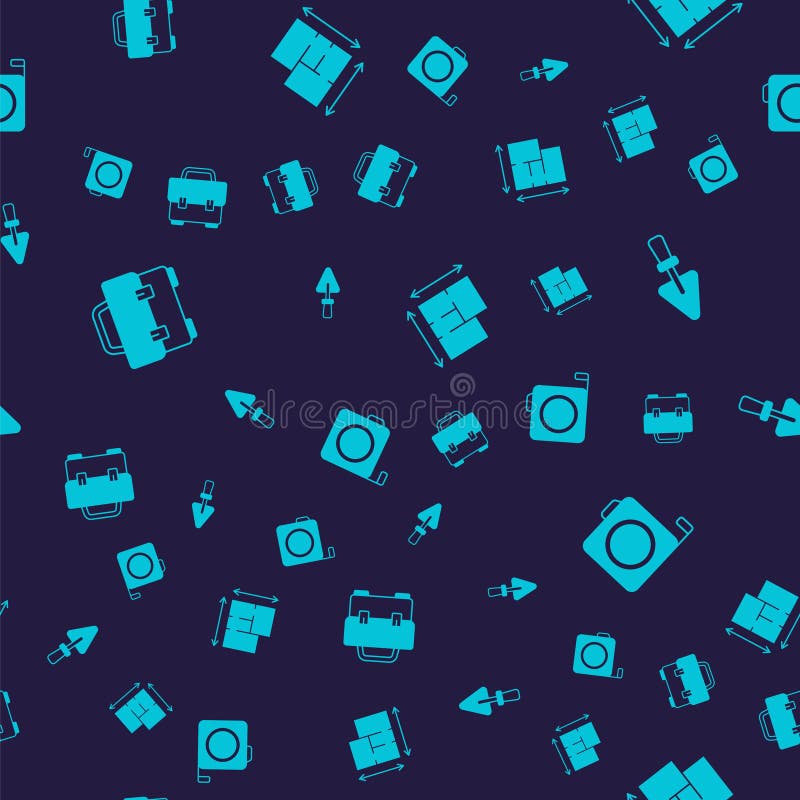 Set Toolbox, Trowel, House Plan and Roulette Construction on Seamless ...