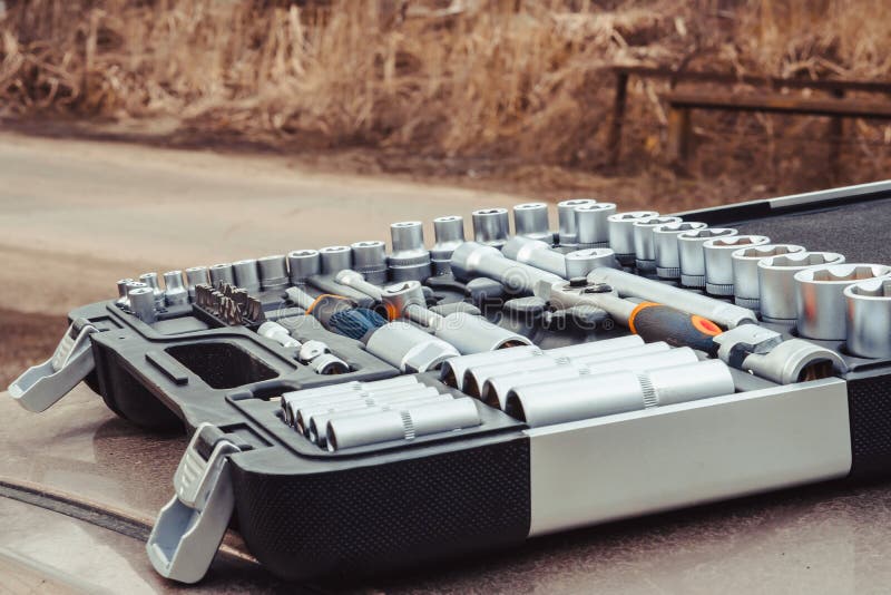 Set of tools for auto stock image. Image of shiny, handyman - 114658823