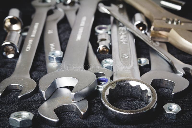 Set of Tools on Black Background Stock Image - Image of rusty, object ...