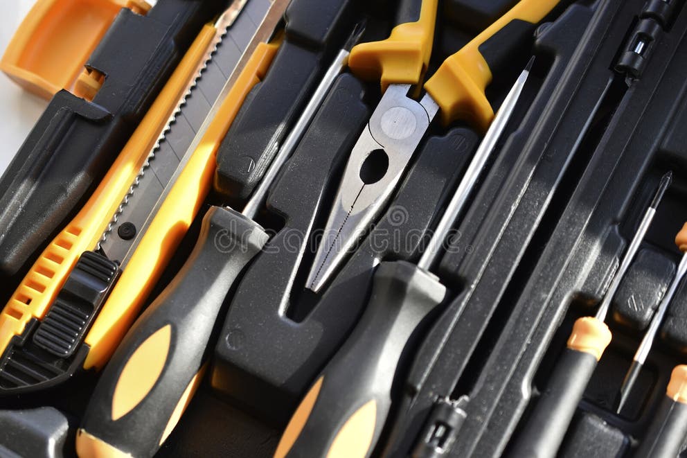 A Set of Tools in a Box. Metal Repair Tools Stock Image - Image of ...