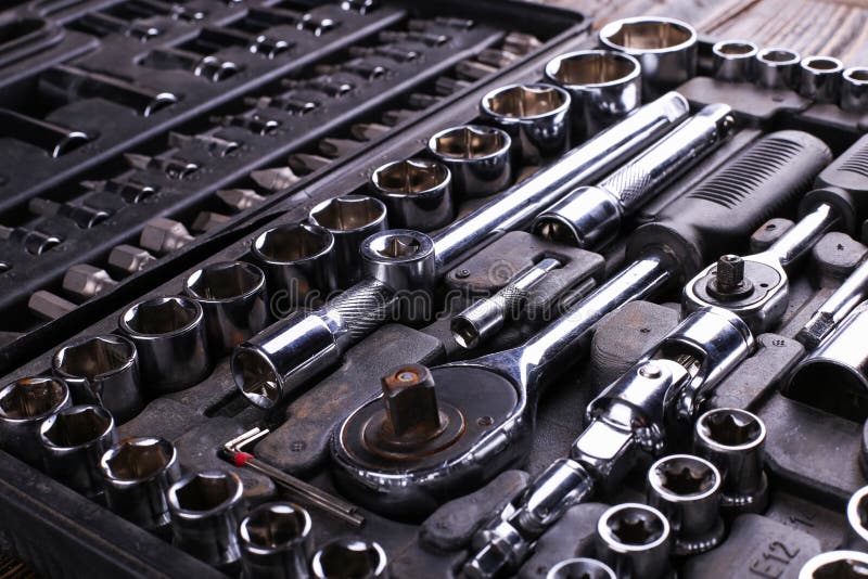 A Set of Tools in the Box, Organized Workspace Stock Image - Image of ...