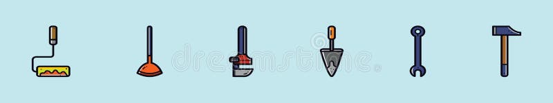 Set of Tools Cartoon Icon Design Template with Various Models. Vector ...