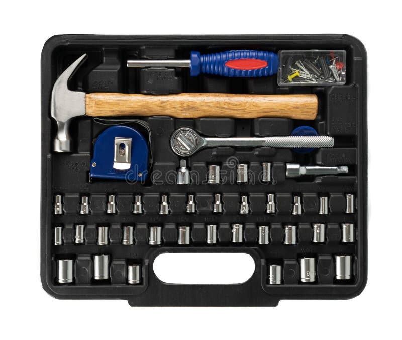 Set of Tools in the Case, Suitcase or Tool Kit Stock Image - Image of ...