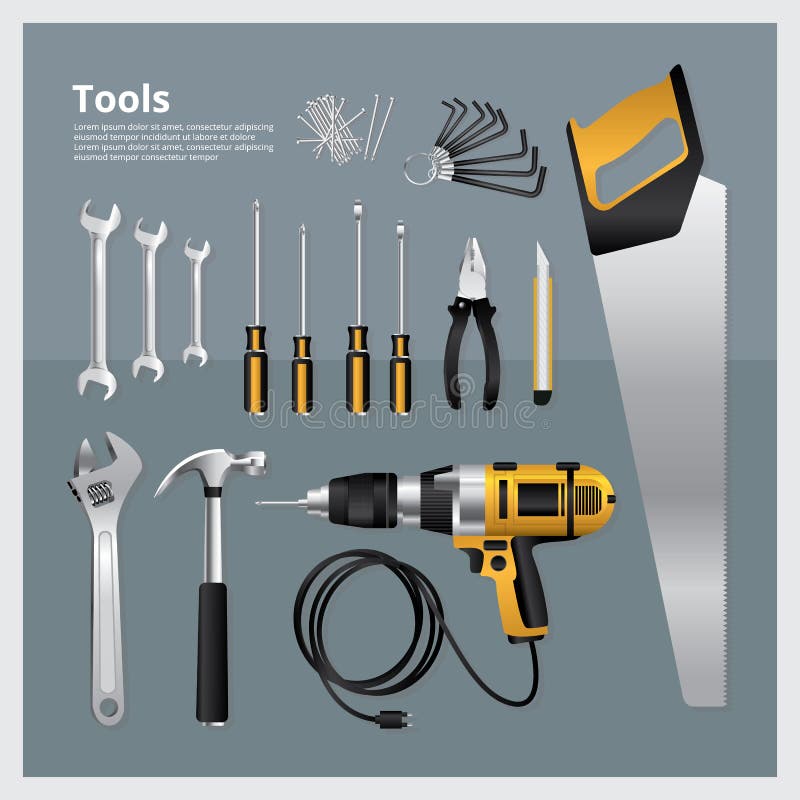 Set of Tools Collection Vector Illustration Stock Vector - Illustration ...