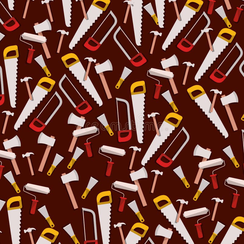 Set of Tools Construction Pattern Stock Vector - Illustration of ...