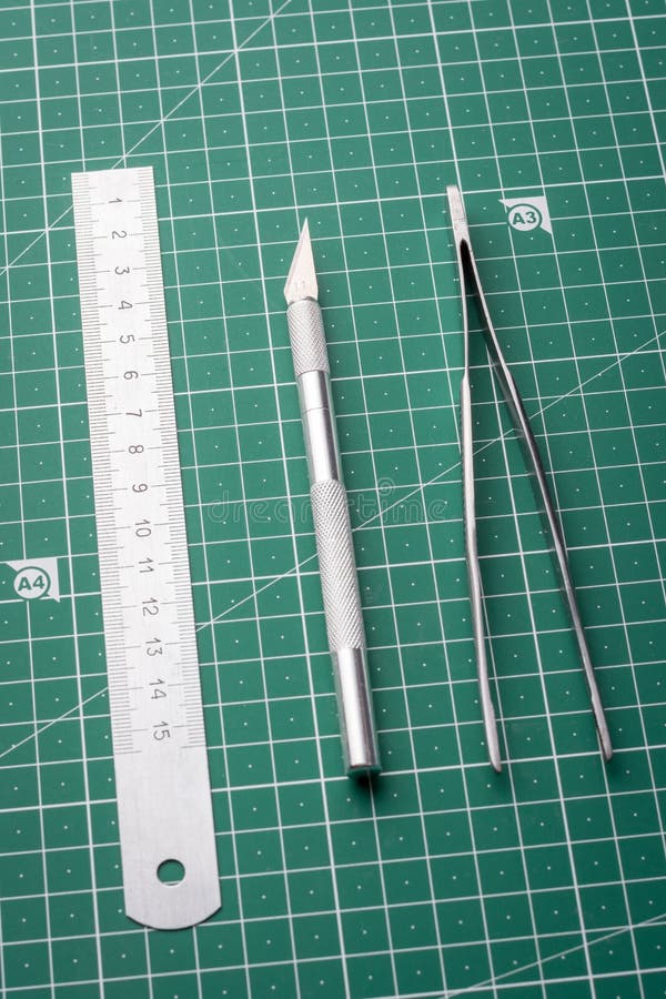 Set of Tools on Cutting Mat Stock Photo - Image of mockup, concept ...