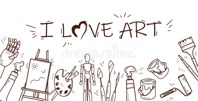 A Set of Tools for Drawing and Creating in a Linear Style. Stock Vector ...