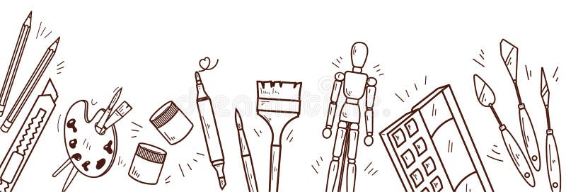 A Set of Tools for Drawing and Creating in a Linear Style Stock Vector ...