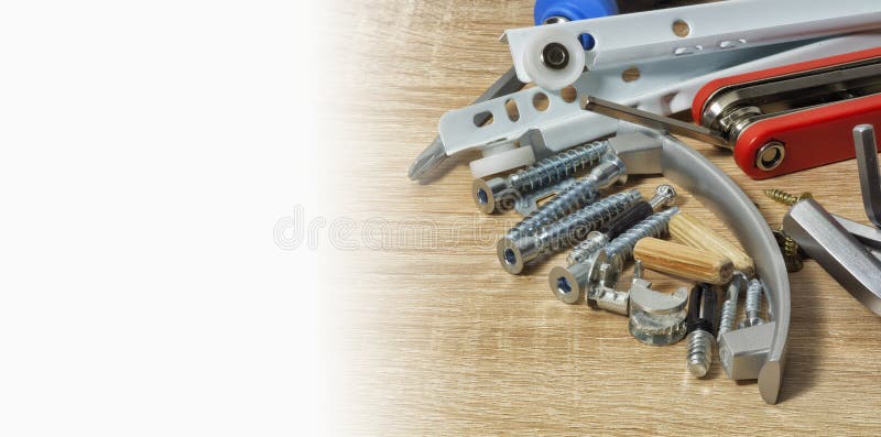 Tools and Fasteners for Furniture Assembly Stock Image - Image of ...