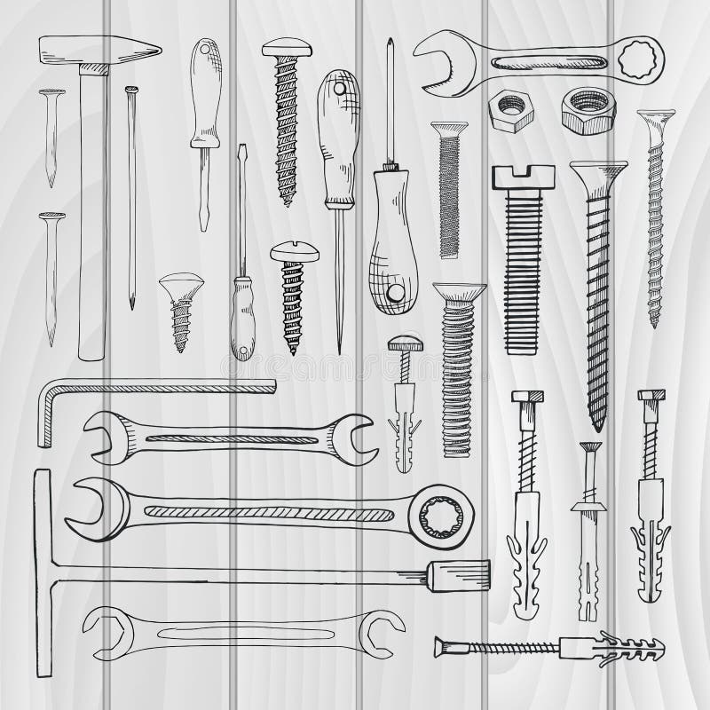 Set of Tools, Hardware. Different Fastener Stock Illustration ...