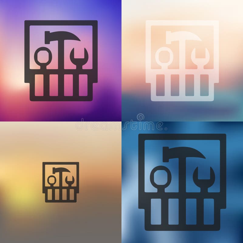 Set of Tools Icon on Blurred Background Stock Vector - Illustration of ...
