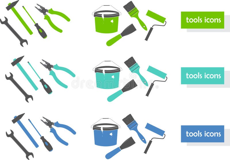 Set of Tools Icons (three Colors) Stock Vector - Illustration of repair ...