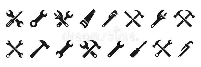Set of Tools Icons. Set of Icons of Tools on a White Background Stock ...
