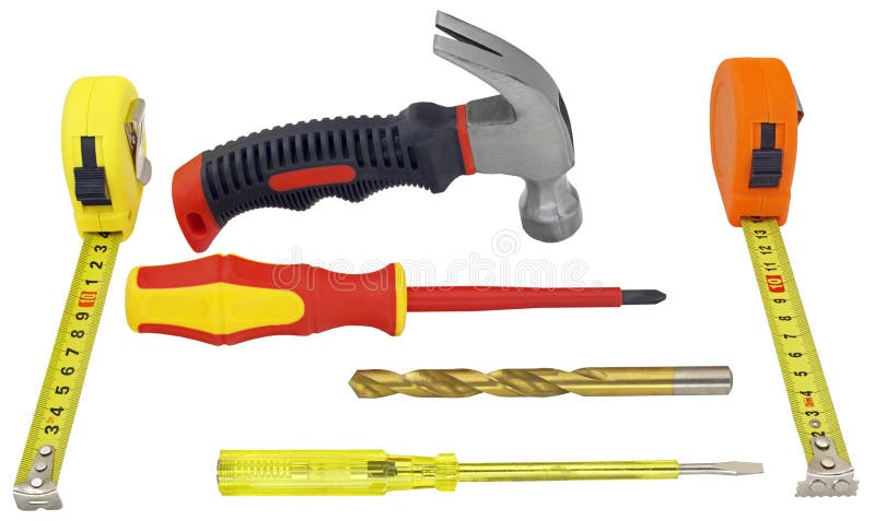 Set of Tools and Instruments Isolated on White Stock Image - Image of ...