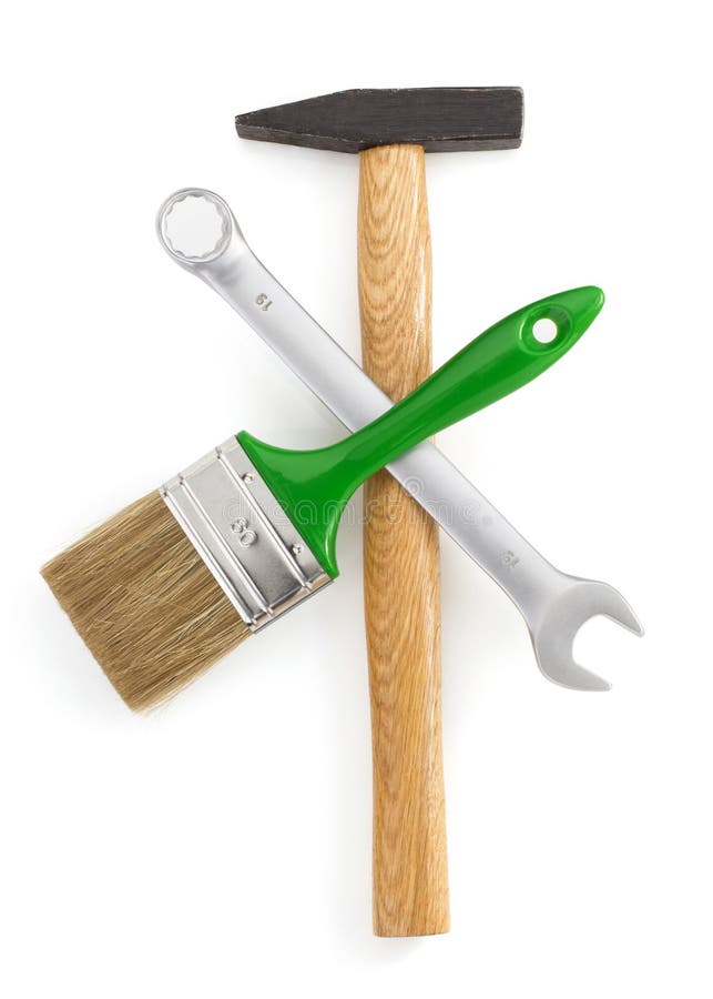 Set of Tools and Instruments on White Stock Image - Image of bearings ...