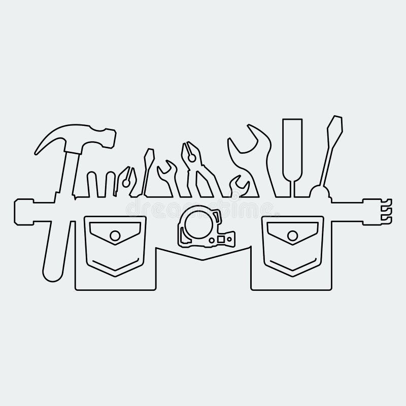 Set of tools lines stock vector. Illustration of glasses - 87969714