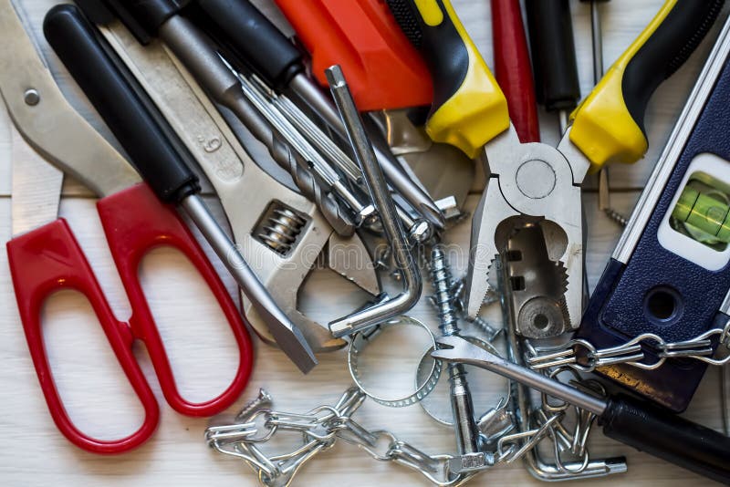 Set of Tools, Many Tools Isolated Stock Photo - Image of wood, tools ...
