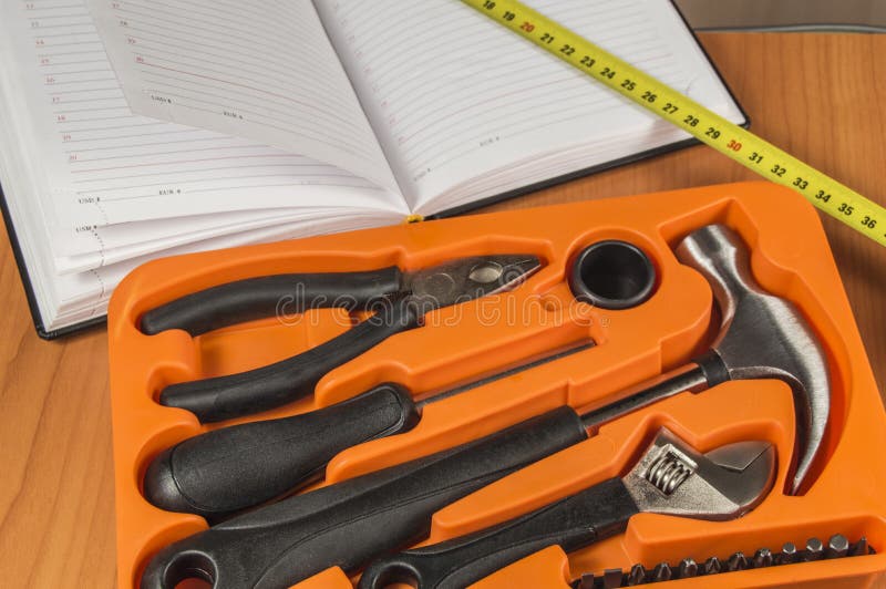 Set of Tools and Notebook. a Place for Your Text Stock Photo - Image of ...