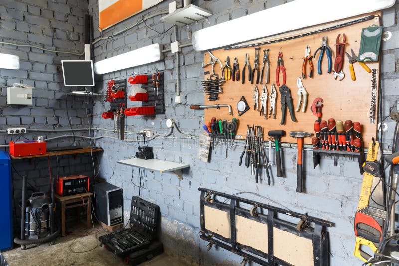 A Set of Tools in the Real Auto Repair Shop Stock Image - Image of ...