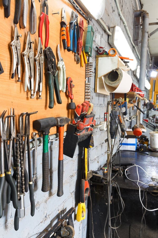 A Set of Tools in the Real Auto Repair Shop Stock Image - Image of shop ...