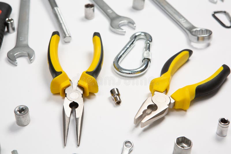 Set of Tools for Repair in a Case on a White Background. Assorted Work ...