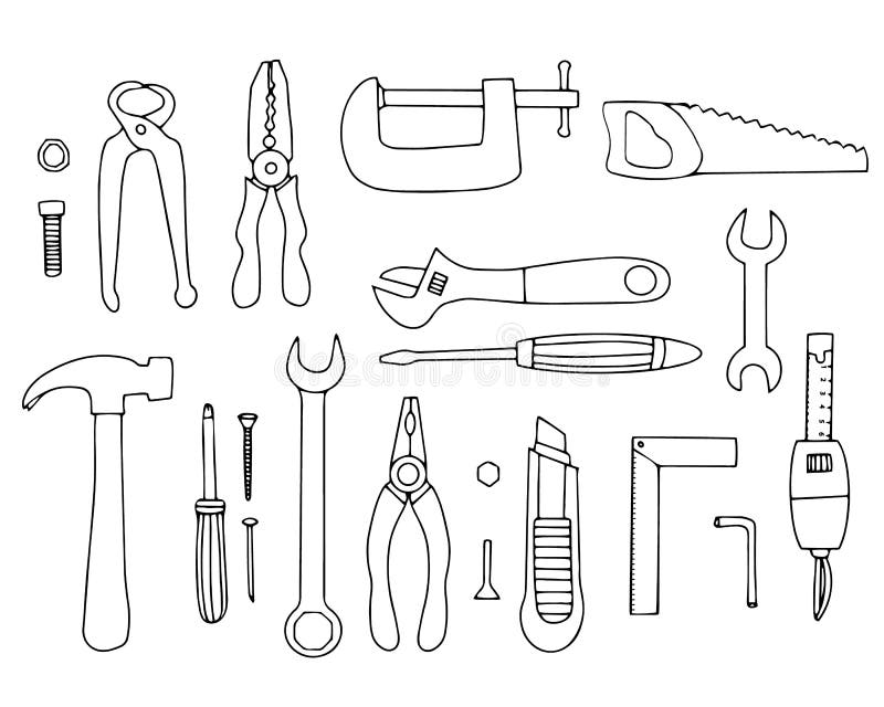 Set of Tools for Repair and Construction. Vector Elements for Design ...